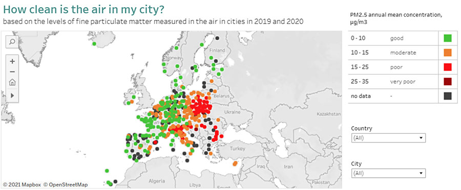 New European city air quality viewer allows you to check long term air ...